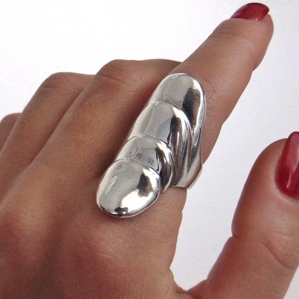 Long Silver Ring - Etsy
