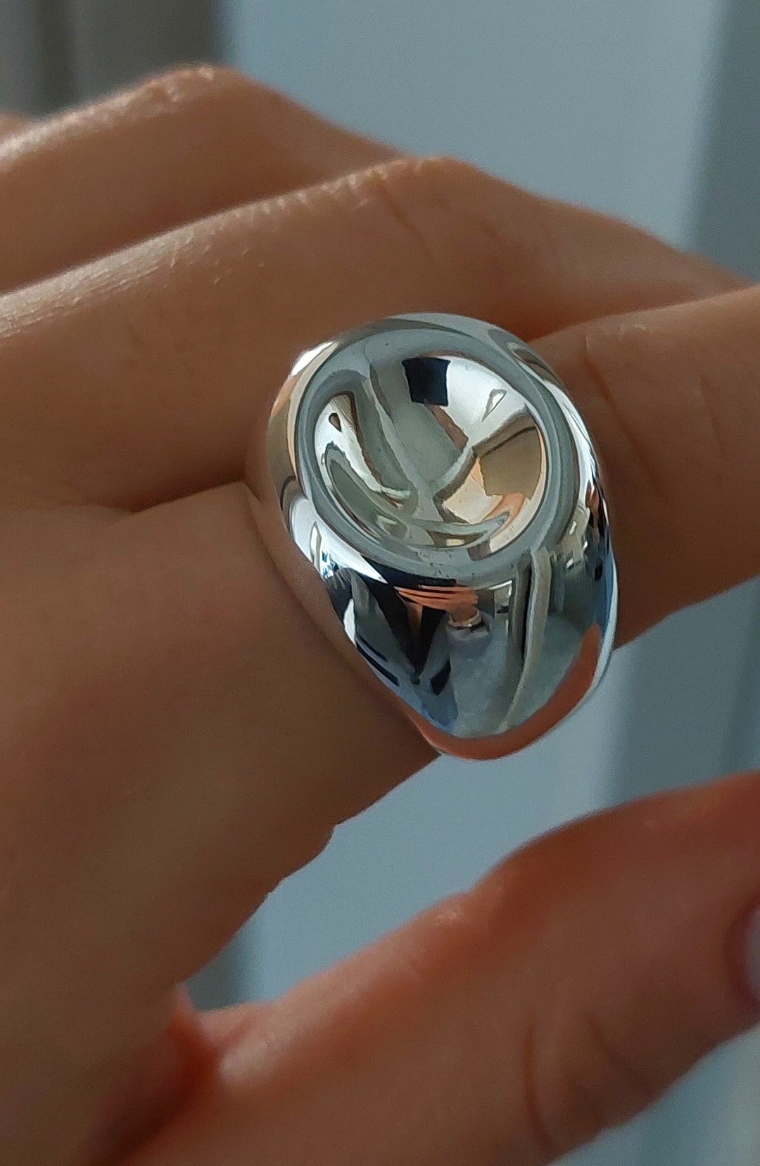 Silver Dome Ring, Chunky Dome Ring, Statement Dome Ring, Sterling ...