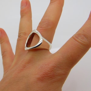Open Circle Ring, Solid Sterling Silver, Geometric Circle Ring, Statement Ring, Boho Ring, Large ...