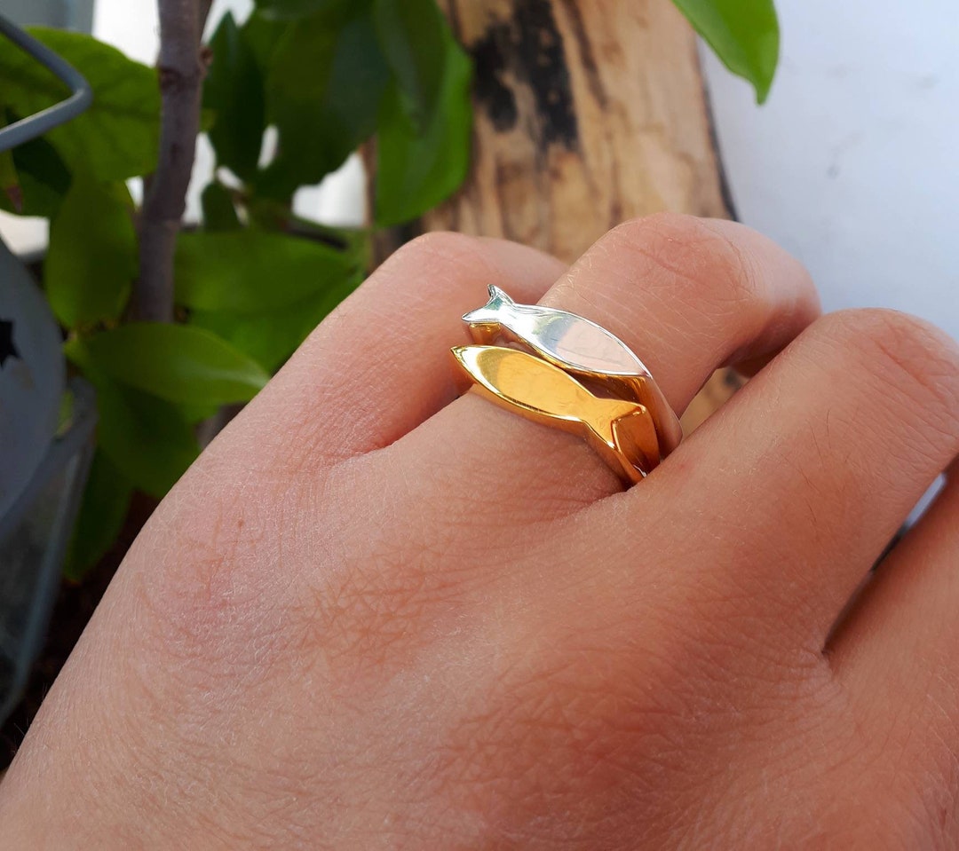 Silver Fish Ring, Set of Two Ring, Fish Ring, Sterling Silver ...