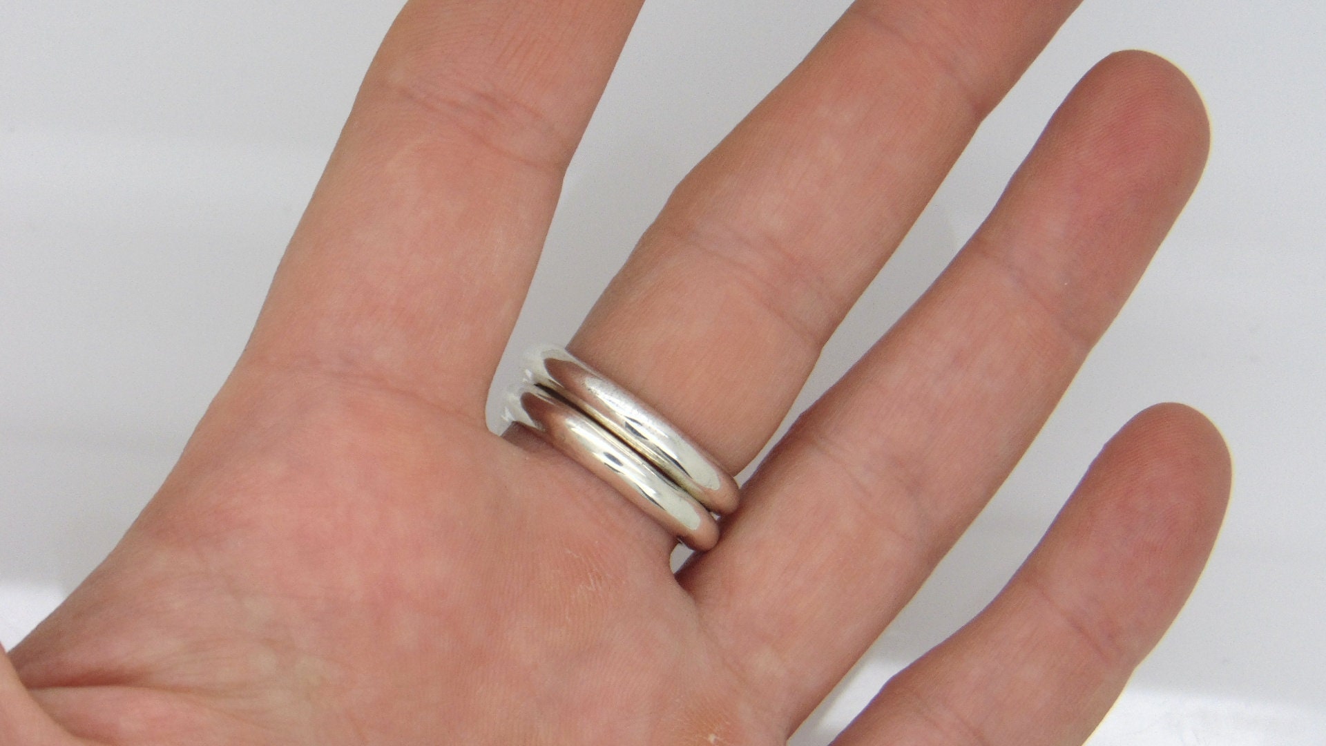 Couples ring Interlocking ring Minimalist ring Sterling | Etsy