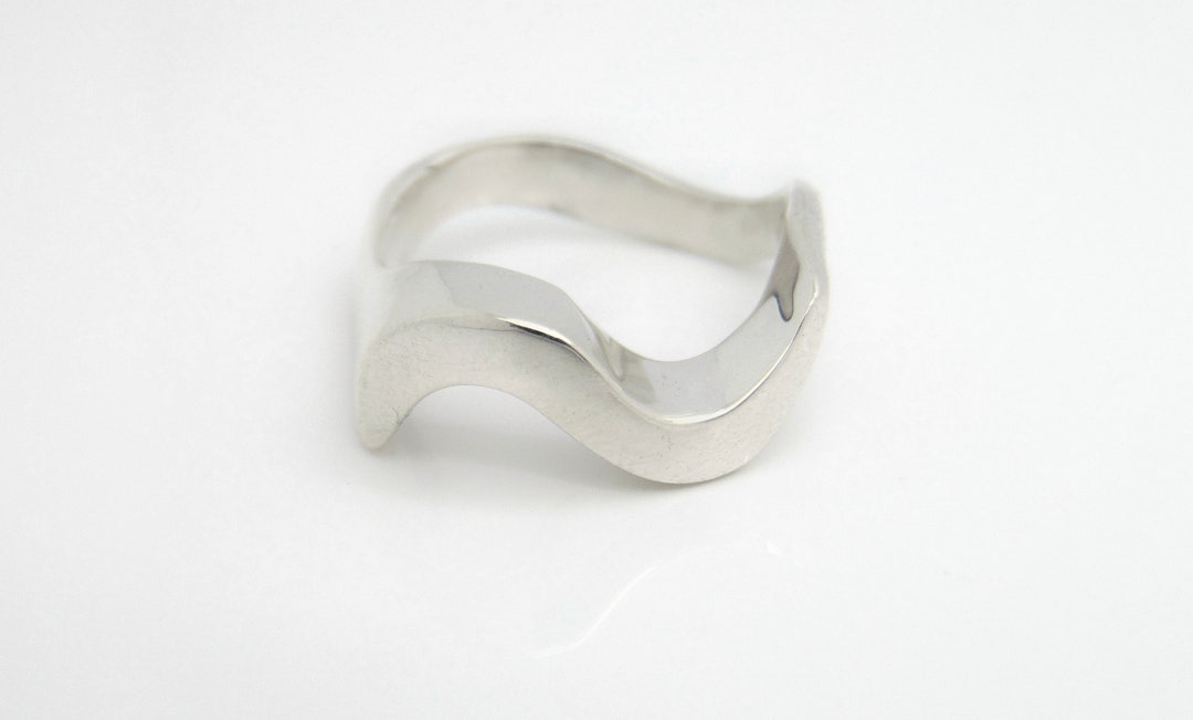 Silver Wavy Ring, S Ring, Sterling Silver, Wavy Statement Ring, Zig Zag ...