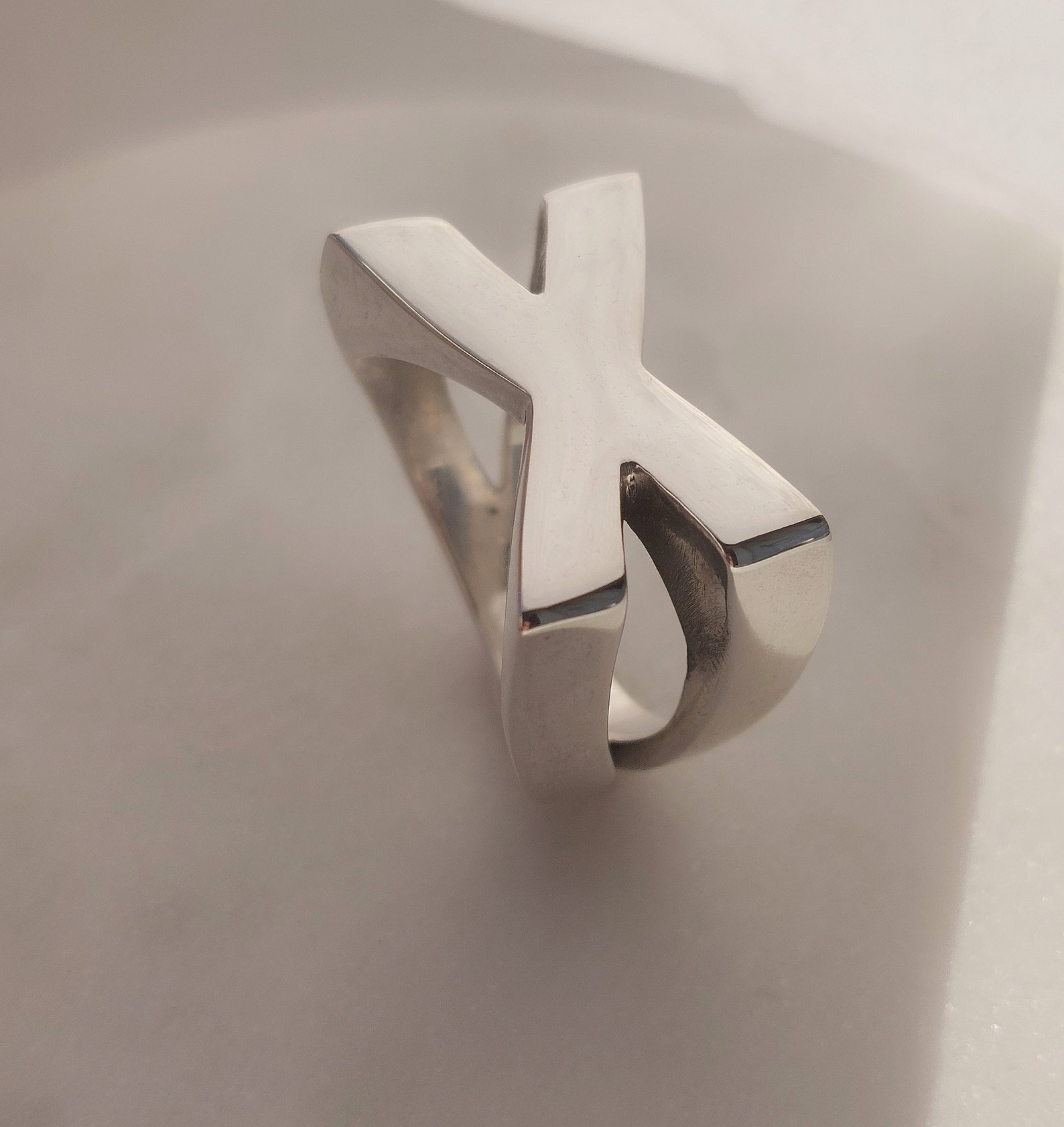 X Silver Ring Chunky Silver Ring Sterling Silver Geometric - Etsy