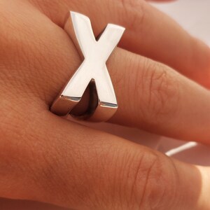 X Silver Ring, Chunky Silver Ring, Sterling Silver, Geometric Ring ...