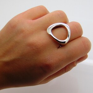 Open Circle Ring, Solid Sterling Silver, Geometric Circle Ring, Statement Ring, Boho Ring, Large ...