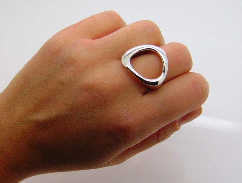 Open Circle Ring Solid Sterling Silver Geometric Circle | Etsy