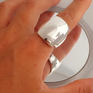 Wide Silver Ring, Statement Ring, Sterling Silver, Wide Dome Ring, Wide Band Ring, Modernist ...