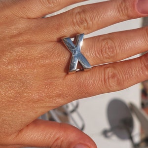 X Silver Ring, Chunky Silver Ring, Sterling Silver, Geometric Ring ...