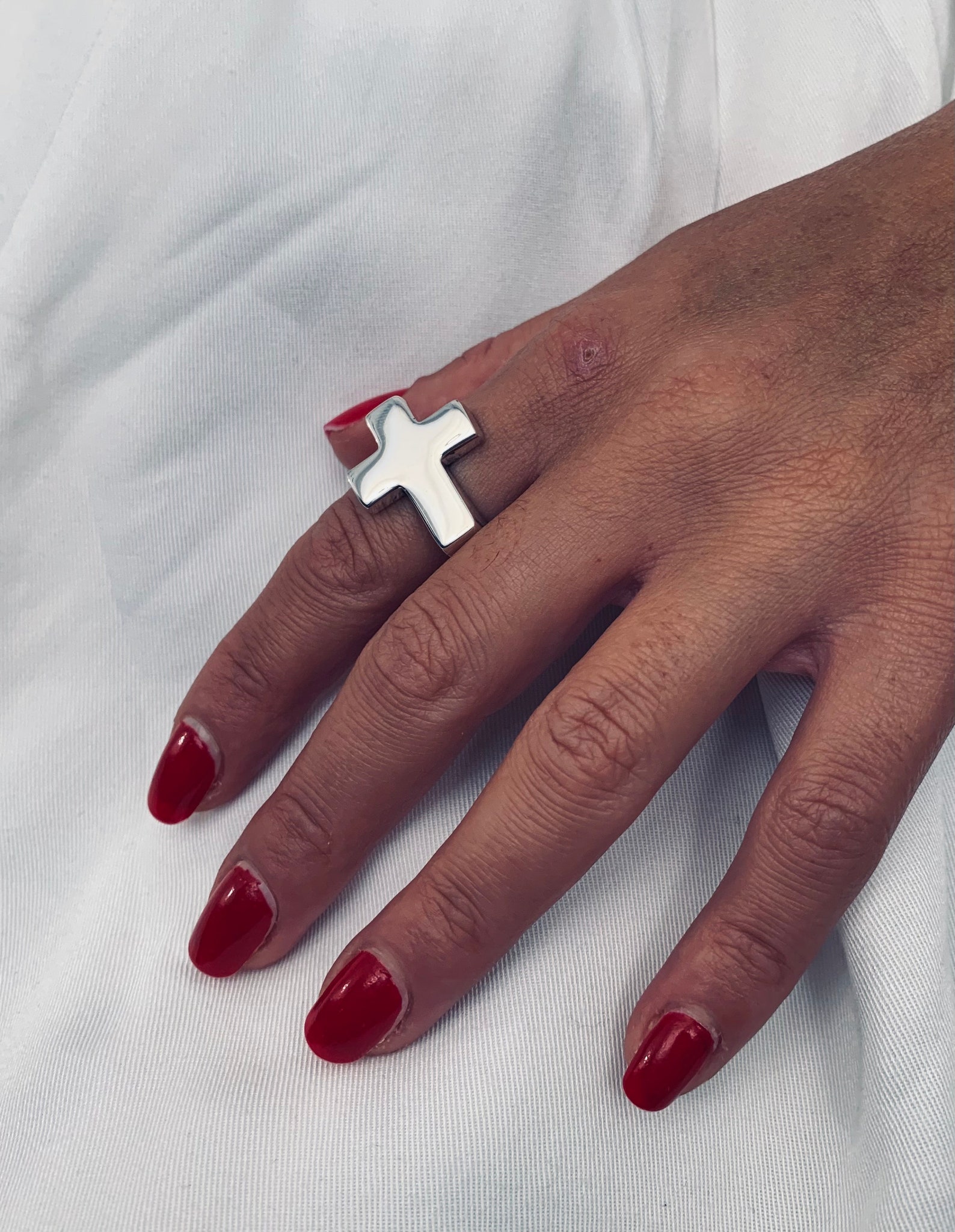 Sideways Cross Ring Large Cross Ring Minimalist Ring Solid - Etsy