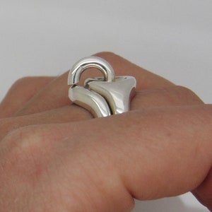 Couples Ring, Interlocking Ring, Minimalist Ring, Sterling Silver, Two ...