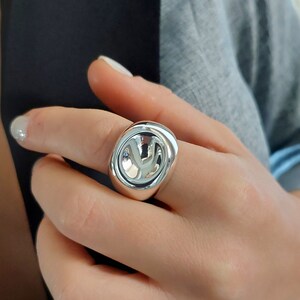 Silver Dome Ring, Chunky Dome Ring, Statement Dome Ring, Sterling ...