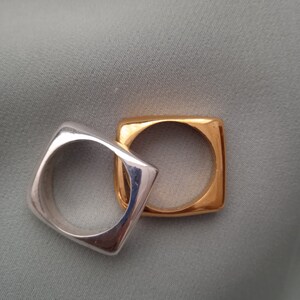 Sterling Silver Square Ring Set • Modern Geometric Stacking Rings • 18k ...