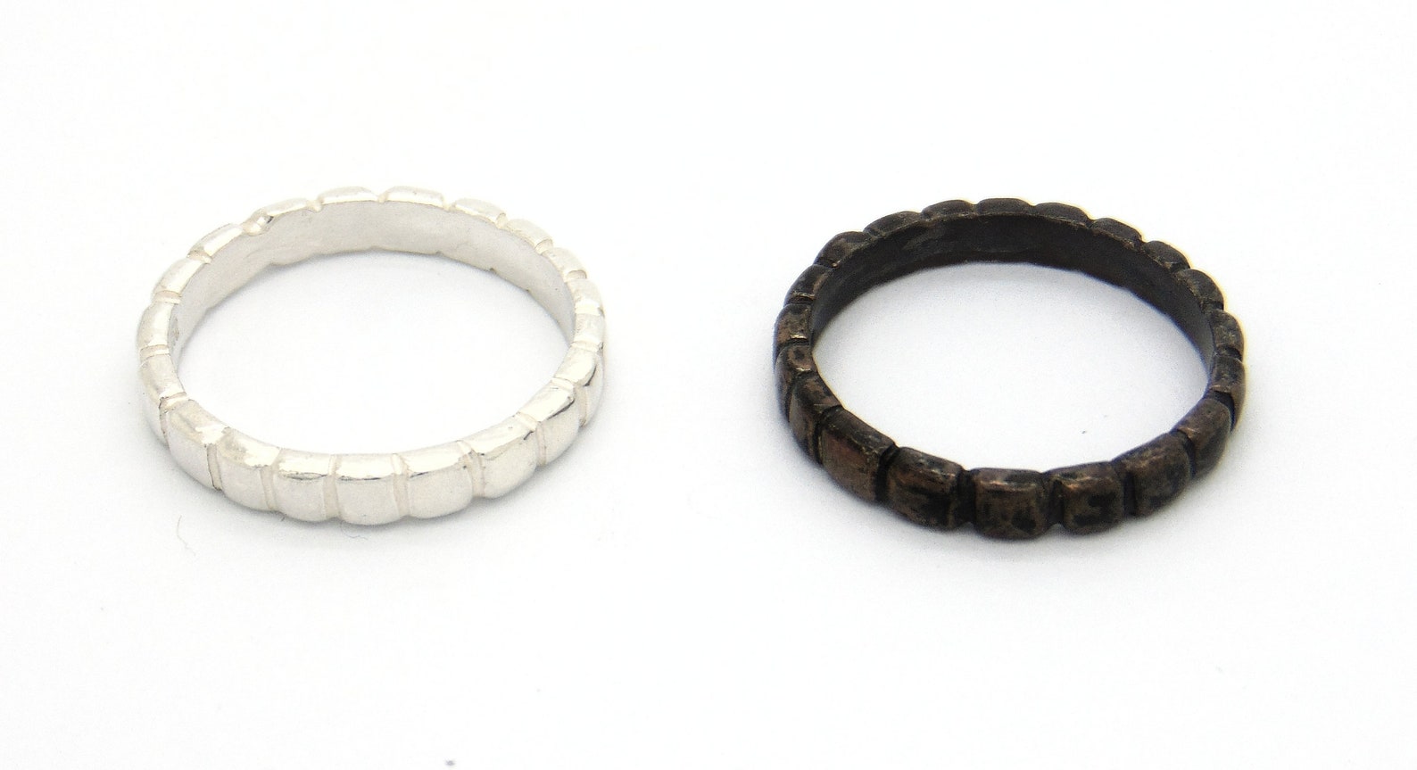 Flat Chunky Ring Simple Ring Sterling Silver Bead Ring. Set - Etsy