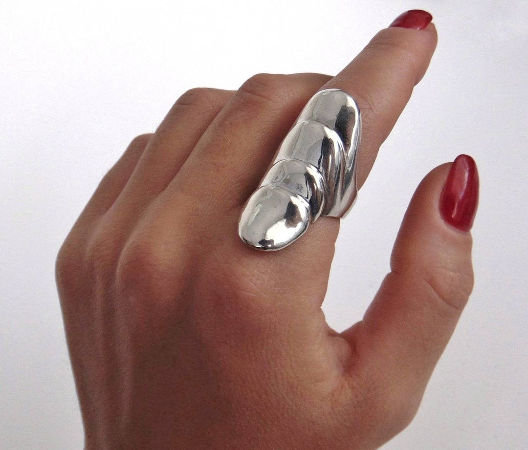 Wide Band Ring, Long Silver Ring, Wide Tube Ring, Statement Ring ...