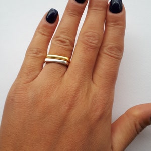 Sterling Silver Square Ring Set • Minimalist Geometric Stacking Rings ...