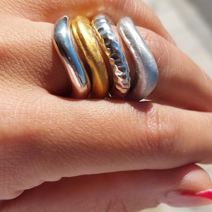 Ring Set of Four, Chunky Rings, Solid Rings, Stacking Ring, Polished ...