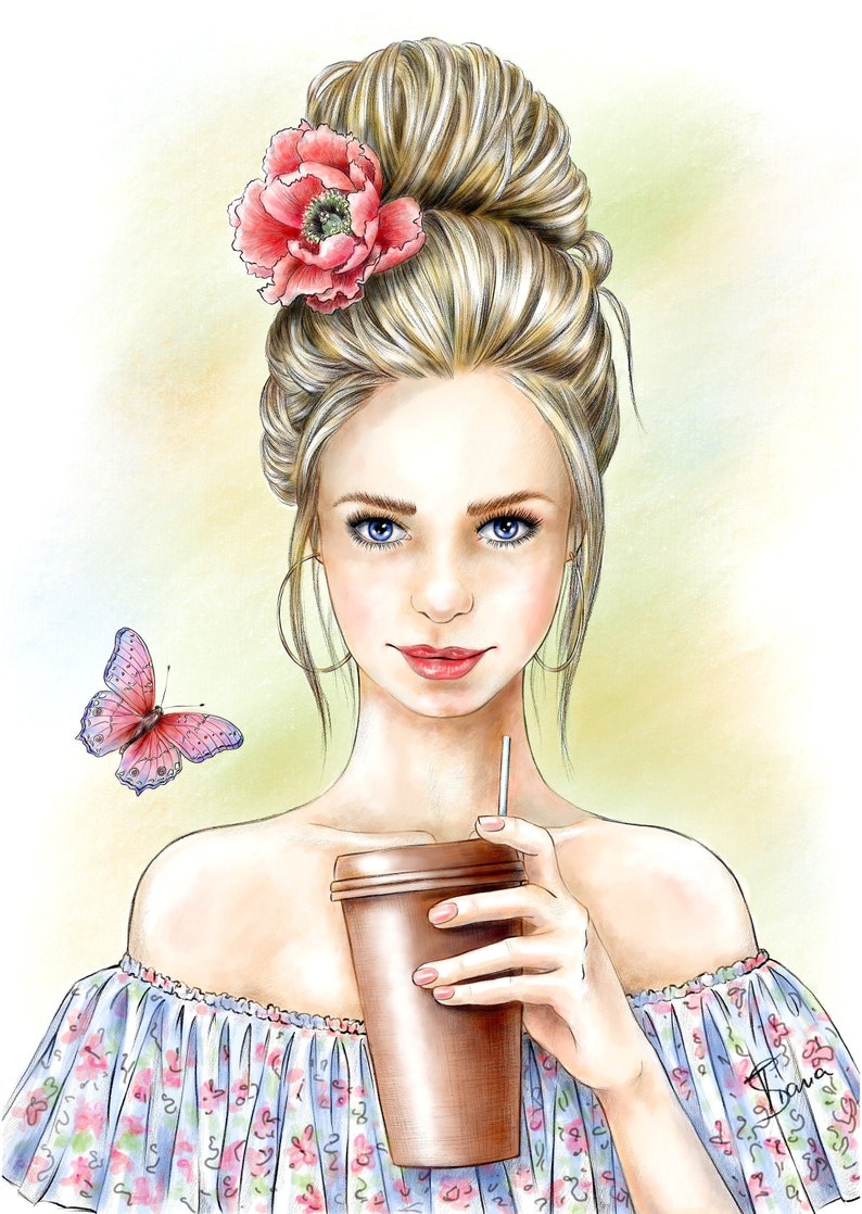 Coloring Page For Adult Beautiful Woman Coloring Sheet To Etsy