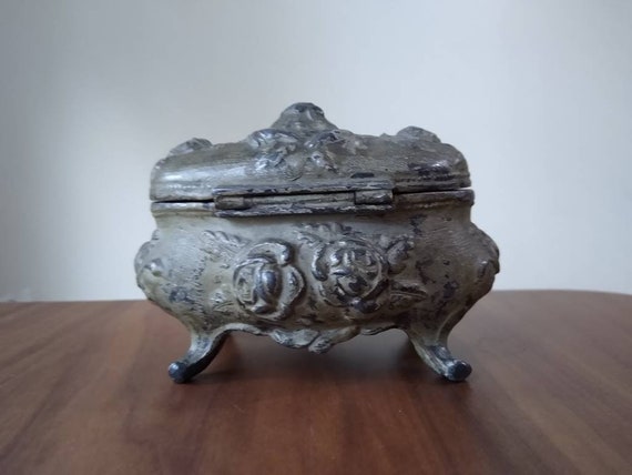 Antique Silver Plated Rose Jewelry Casket Box Rogers … - Gem