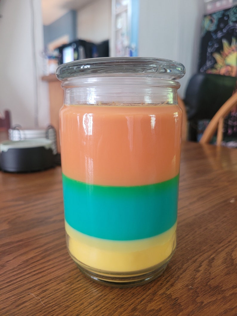 Colorful Spring Layered Candle Fresh Scents, Ylang Ylang, Lemongrass ...