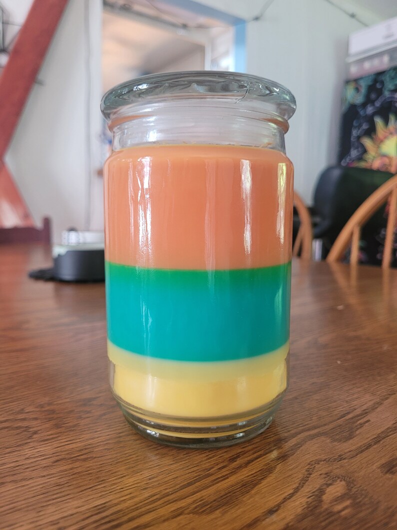 Colorful Spring Layered Candle Fresh Scents, Ylang Ylang, Lemongrass ...