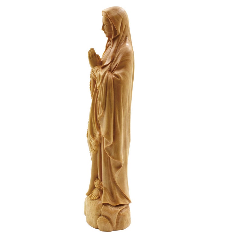 Wood Carving the Virgin Mary Figurine Sculpture Wooden Statue Concise ...