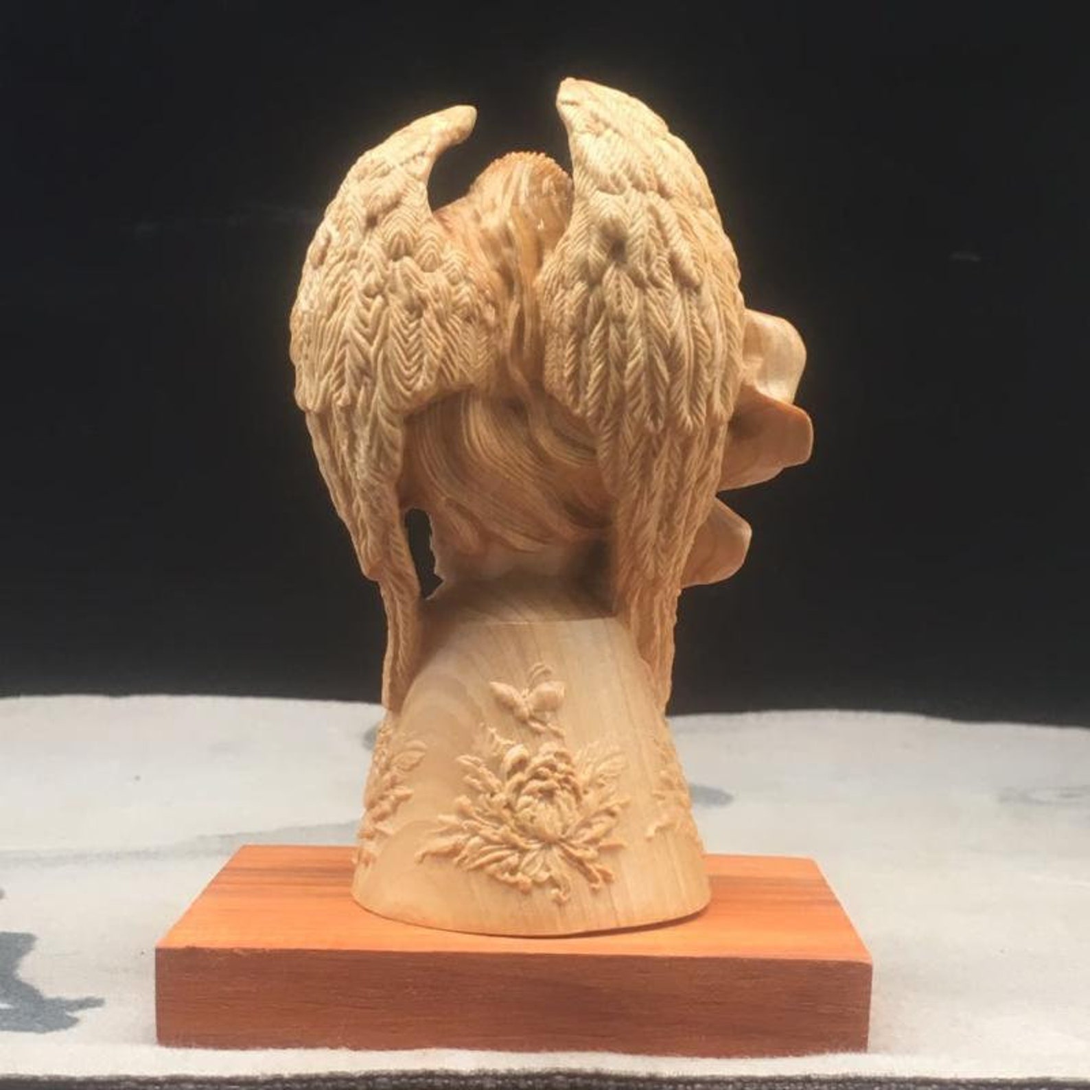 Wood Carving Beauty Angel Wooden Art Figurine for Christmas - Etsy