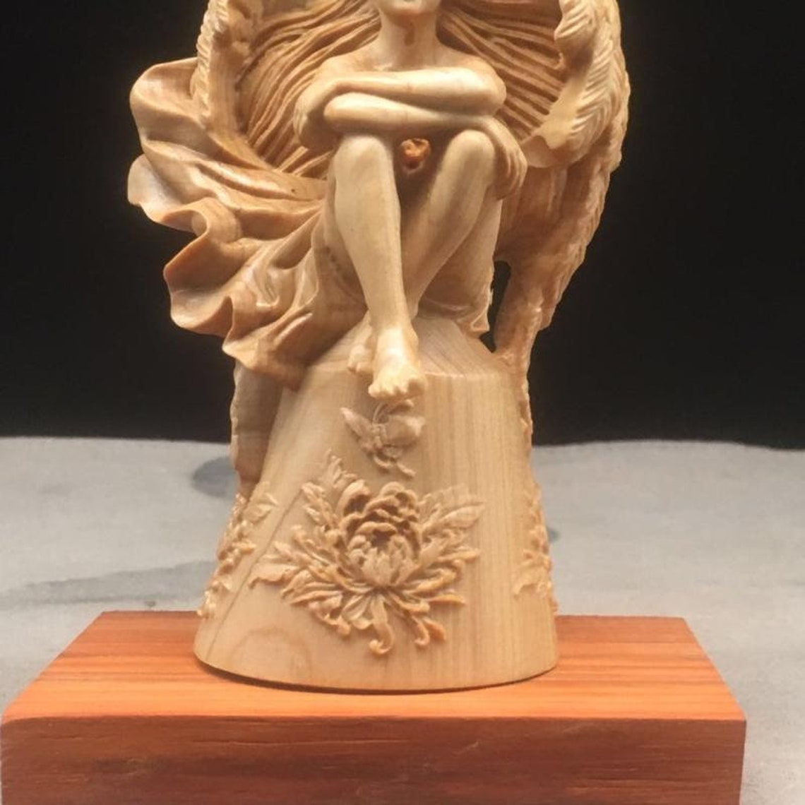 Wood Carving Beauty Angel Wooden Art Figurine for Christmas - Etsy