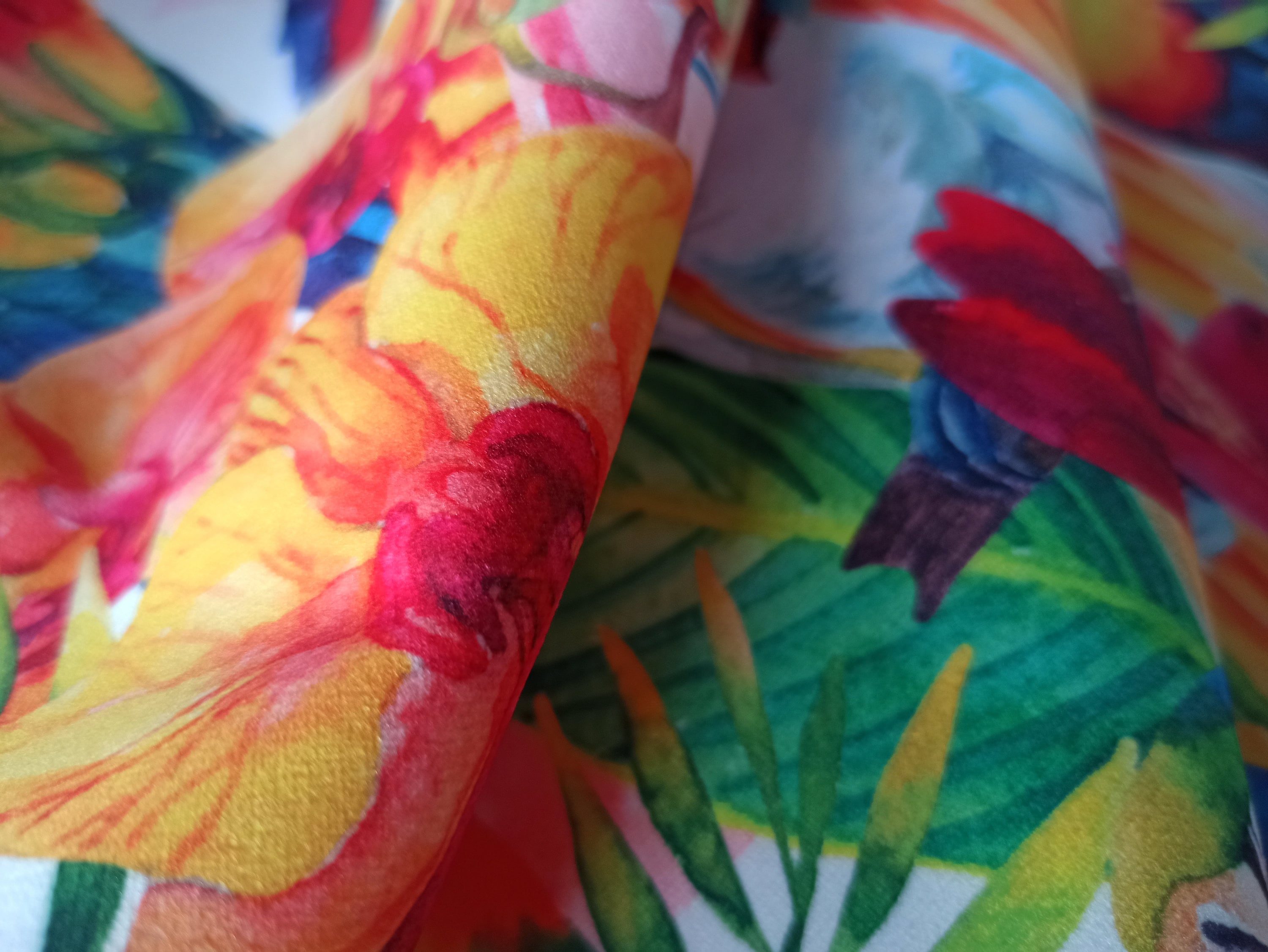 Printed Velour Velvet Upholstery Fabric 355g/m2 Parrots White - Etsy UK