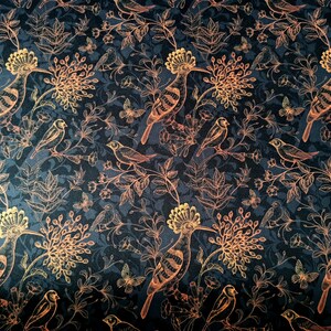 Printed velour velvet upholstery fabric 250g/m2 Exotic Birds | Etsy