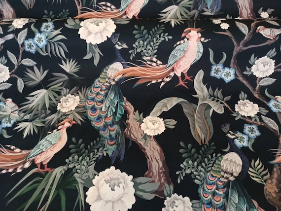 Printed Velour Velvet Upholstery Fabric 250g/m2 Peacock & - Etsy UK