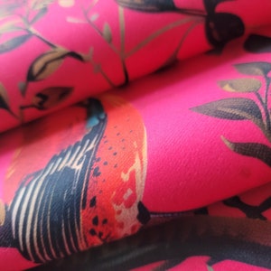 Printed Velour Velvet Upholstery Fabric Birds on Hot Pink - Etsy