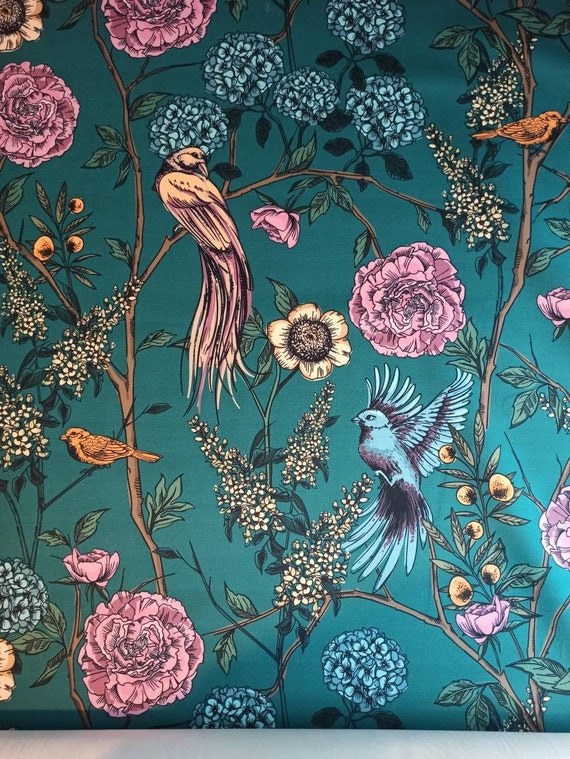 Printed Velour Velvet FR Velvet Upholstery Fabric Birds of - Etsy