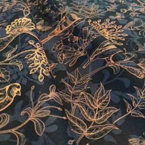 Printed velour velvet upholstery fabric 250g/m2 Exotic Birds | Etsy