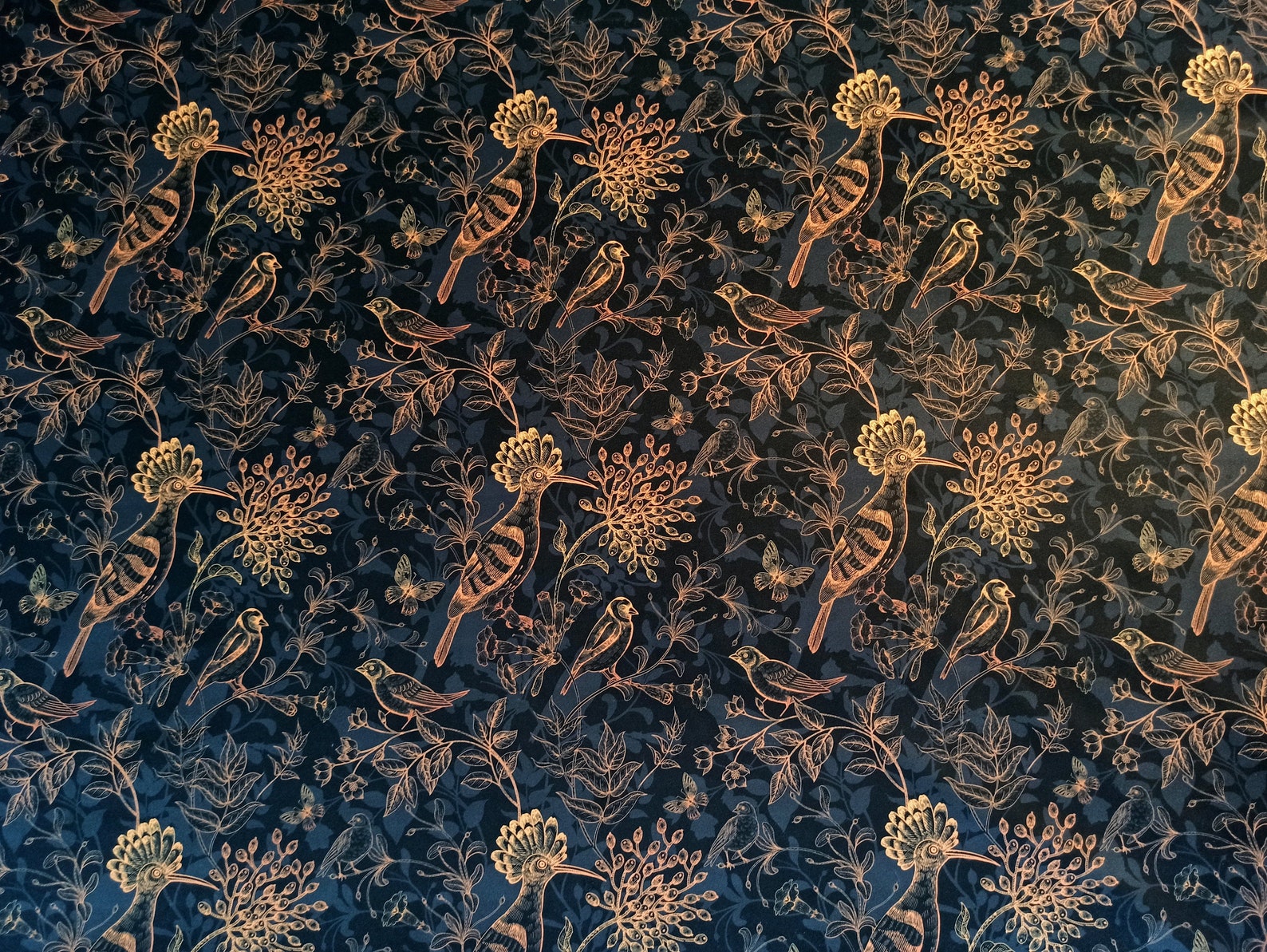 Printed velour velvet upholstery fabric 250g/m2 Exotic Birds | Etsy