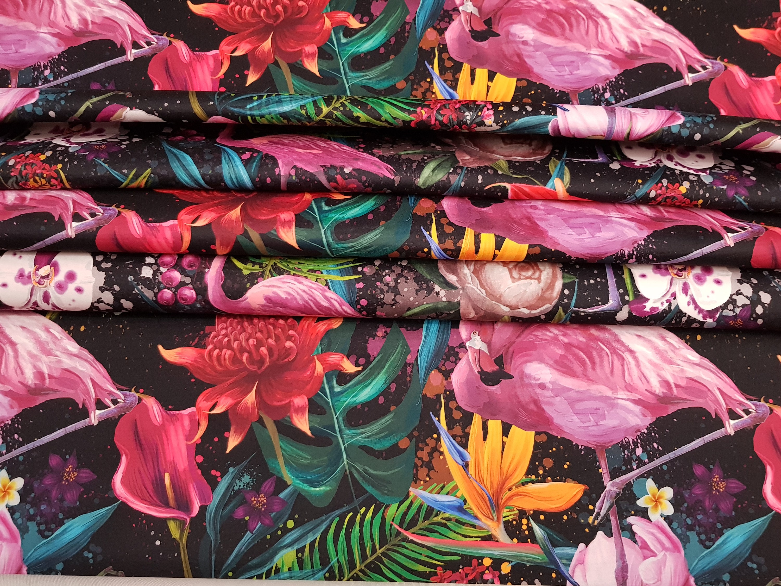 Printed Velour Velvet Upholstery Fabric 355g/m2 Flamingo on | Etsy