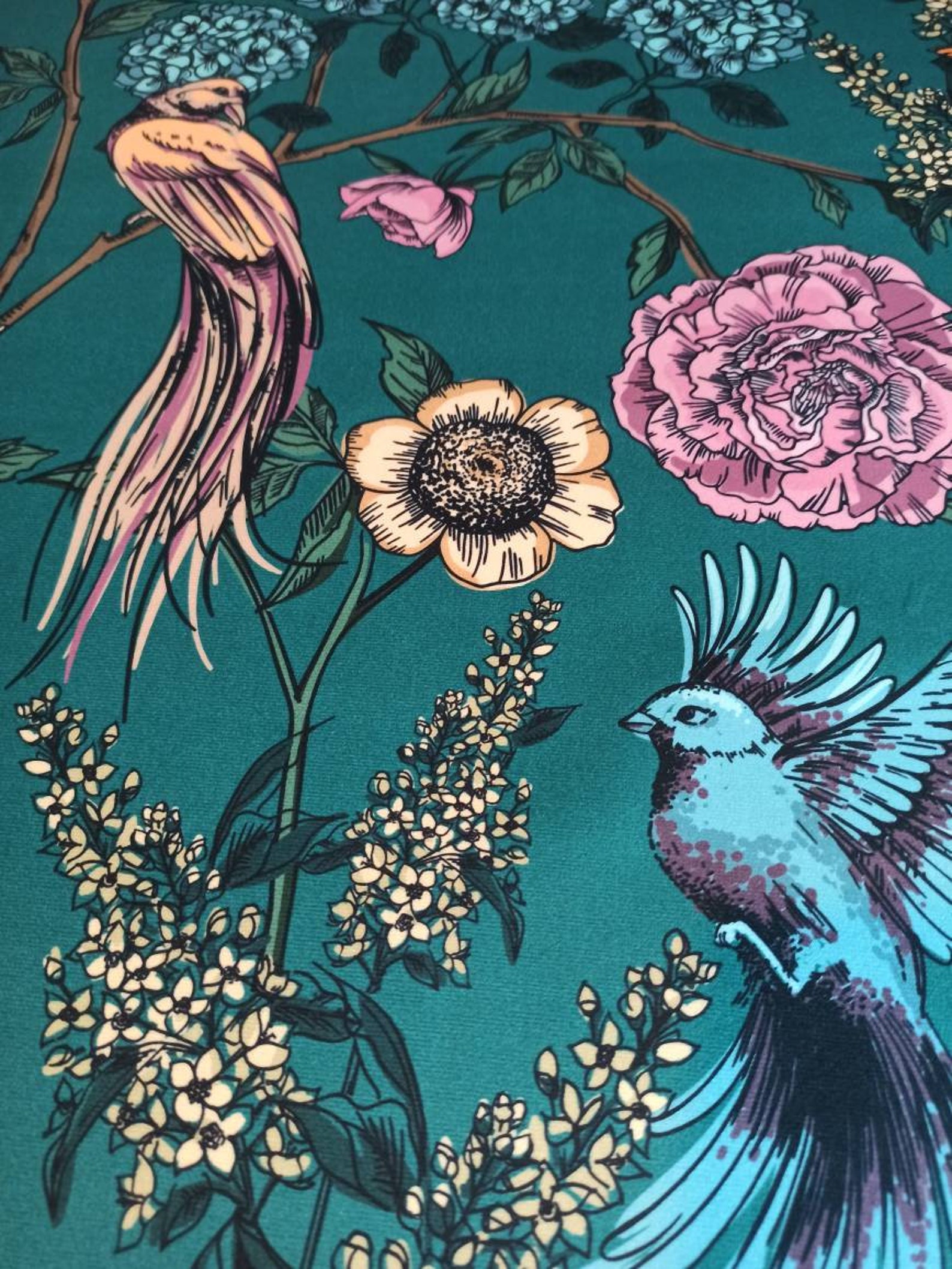 Printed Velour Velvet FR Velvet Upholstery Fabric Birds of - Etsy