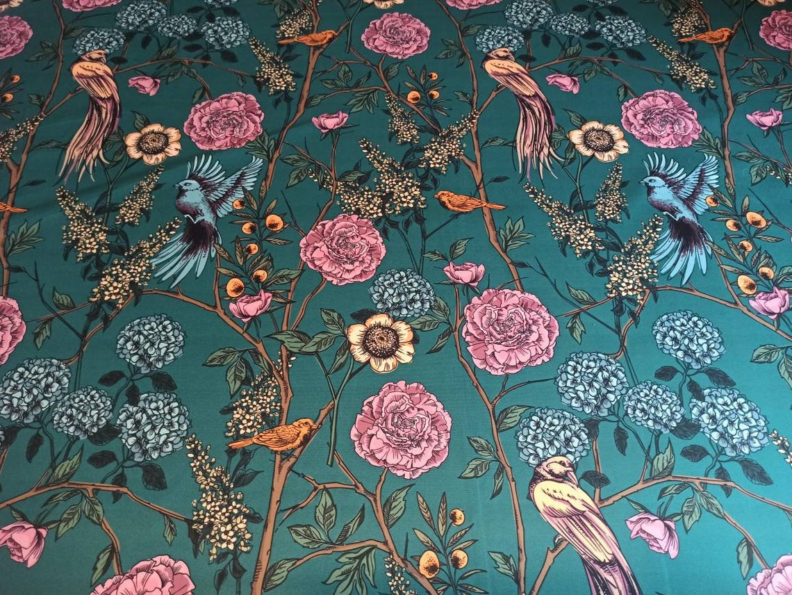 Printed Velour Velvet FR Velvet Upholstery Fabric Birds of - Etsy