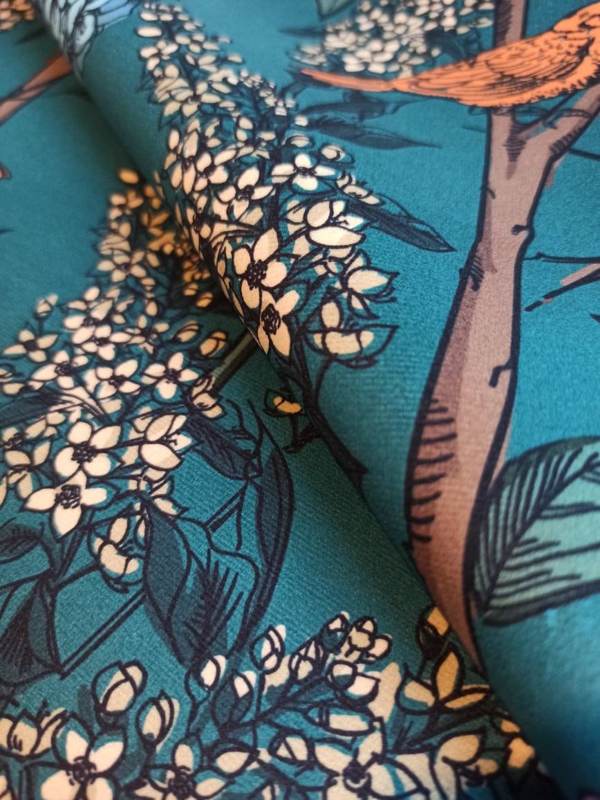 Printed Velour Velvet FR Velvet Upholstery Fabric Birds of - Etsy