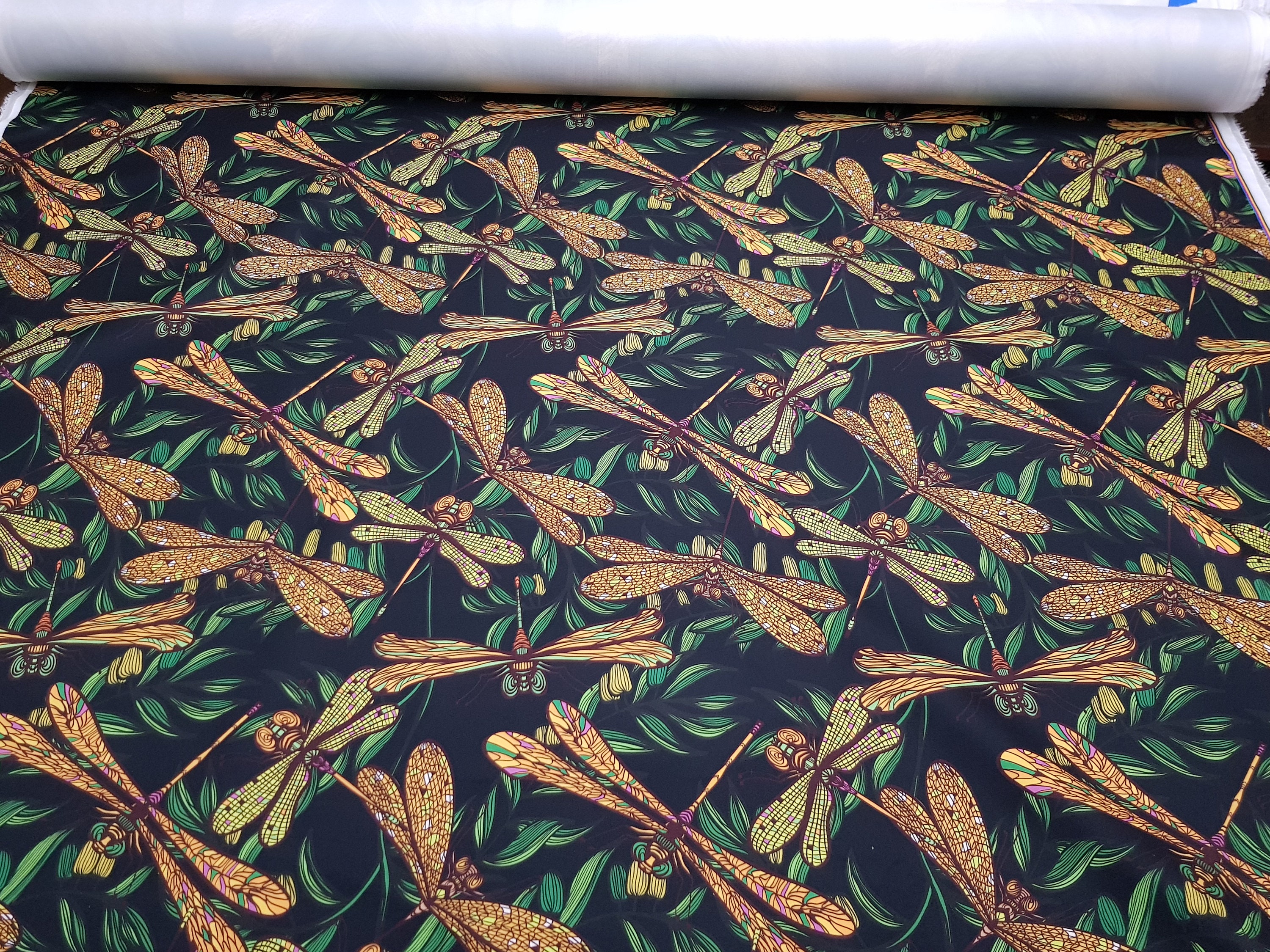Printed Velour Velvet Upholstery Fabric 355g/m2 Dragonflies on | Etsy