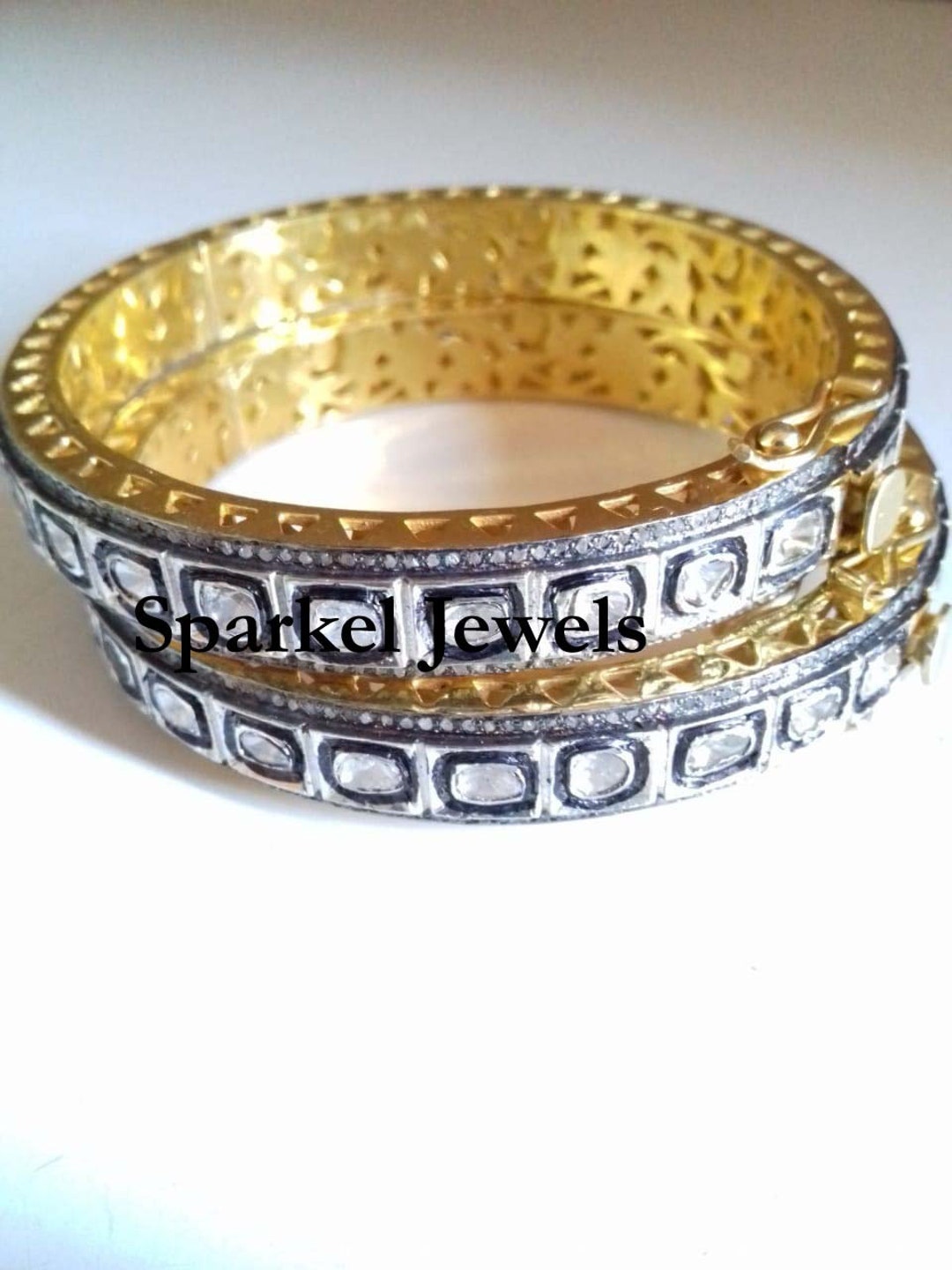 Natural Uncut Diamond Polki & Rose Cut Diamond 925 Sterling Silver ...