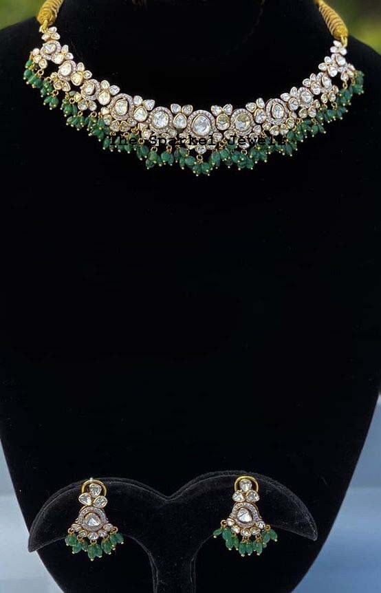 Diamond Polki Necklace Natural Rosecut Diamond , Polki Diamond ...