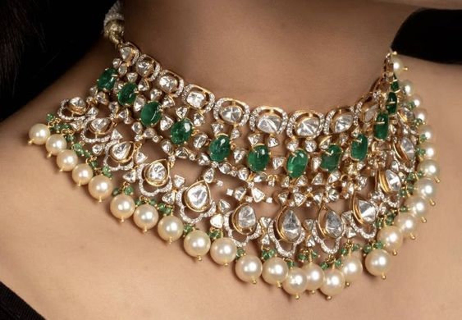 Diamond Polki Necklace Natural Rosecut Diamond & Natural Polki Diamond ...