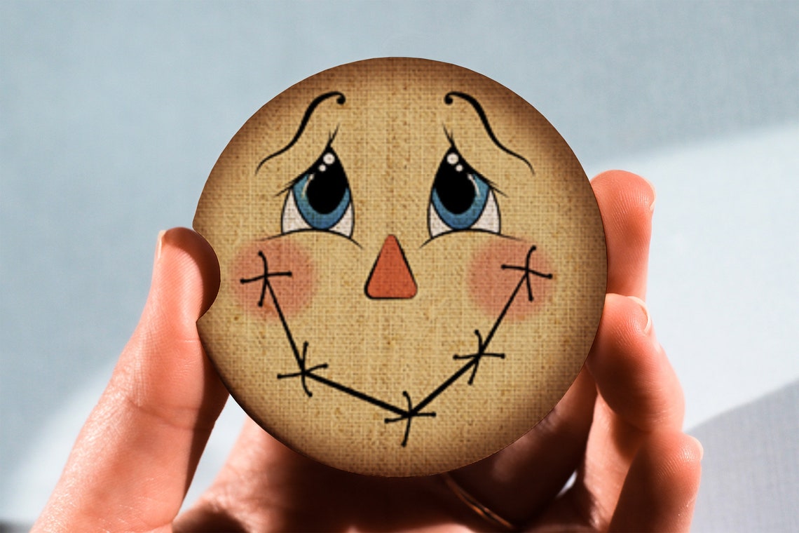 Set of 2 Car Coasters Scarecrow Car Coasters. Sandstone Car - Etsy