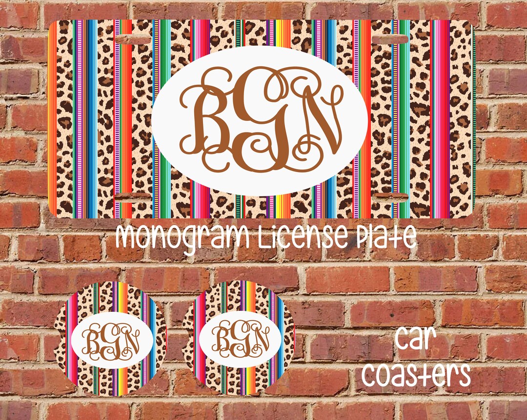 Personalized License Plate Monogram Car Tag Leopard /glitter - Etsy