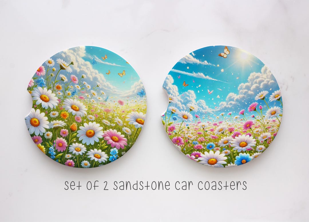 Car Coasters, Daisies Car Coasters, Field of Daisies, Daisy Car Coaster ...