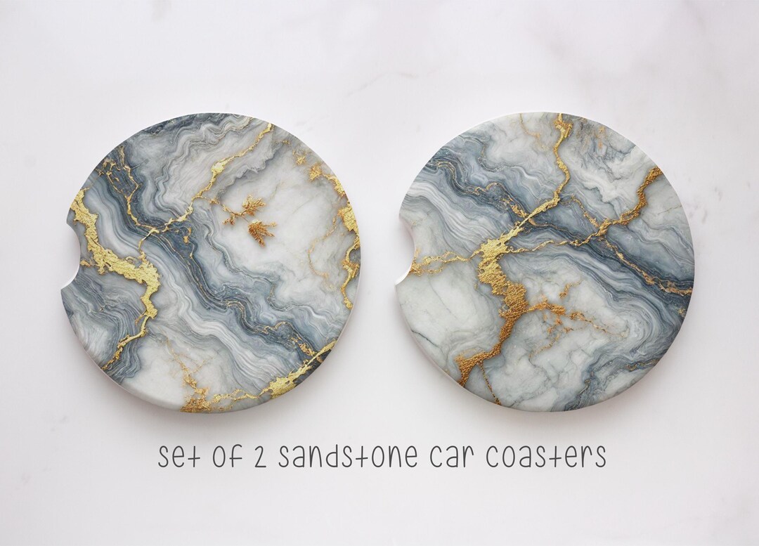 Car Coasters, Marble Design Monogram Car Coasters, Sandstone Car ...