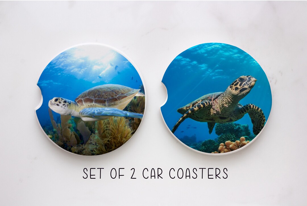 Coasters Car Coasters Sea Turtle Car Coasters Sandstone Car - Etsy