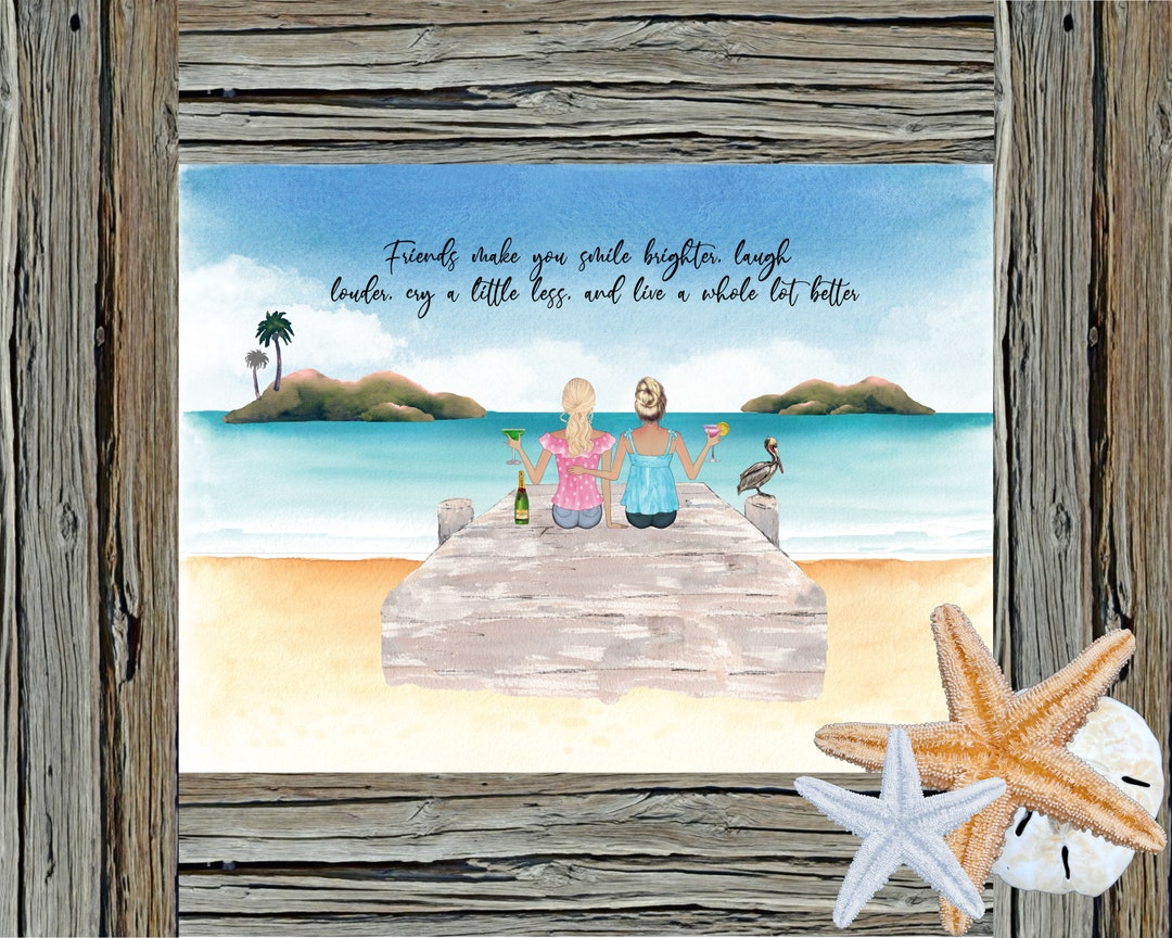 Personalized Gift, Tropical Island Friend Print, Personalized Friends ...