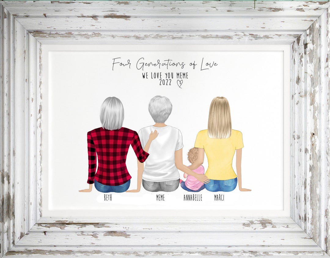 Four Generations Personalized Print, Five Generations, Family Print ...