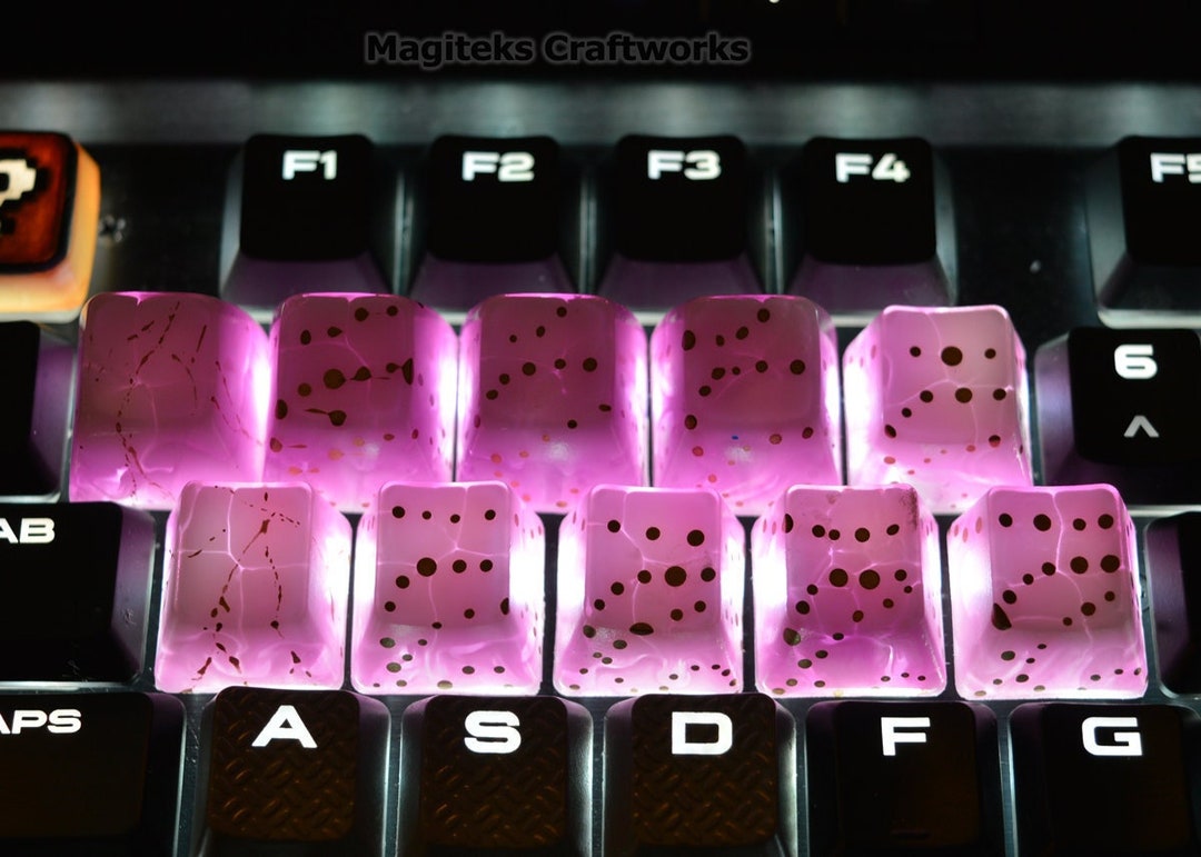 MARKDOWN || 1 Dotted Abstract Resin Keycap: Pink Purple Artisan Key ...